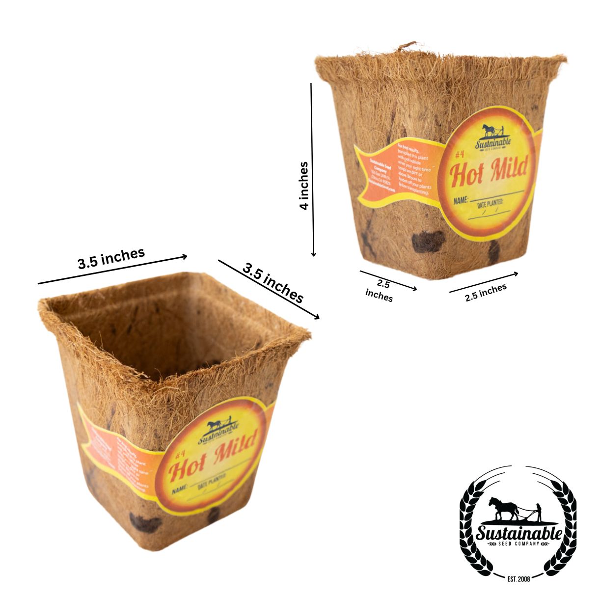 Sustainable Coco Coir Pots - Square - Pepper Hot Mild