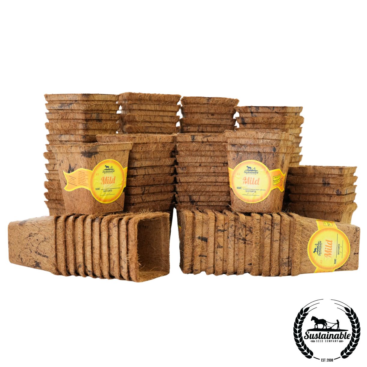 Sustainable Coco Coir Pots - Square - Pepper Mild